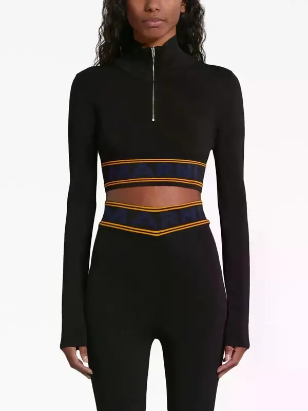 Marni Logo-underband Cropped Jumper