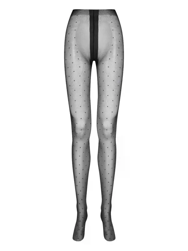 MAISON CLOSE Plumetis Polka Dot Tights - Black