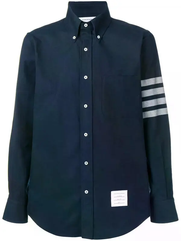 Thom Browne Flannel 4-bar Long-sleeve Shirt - Blue