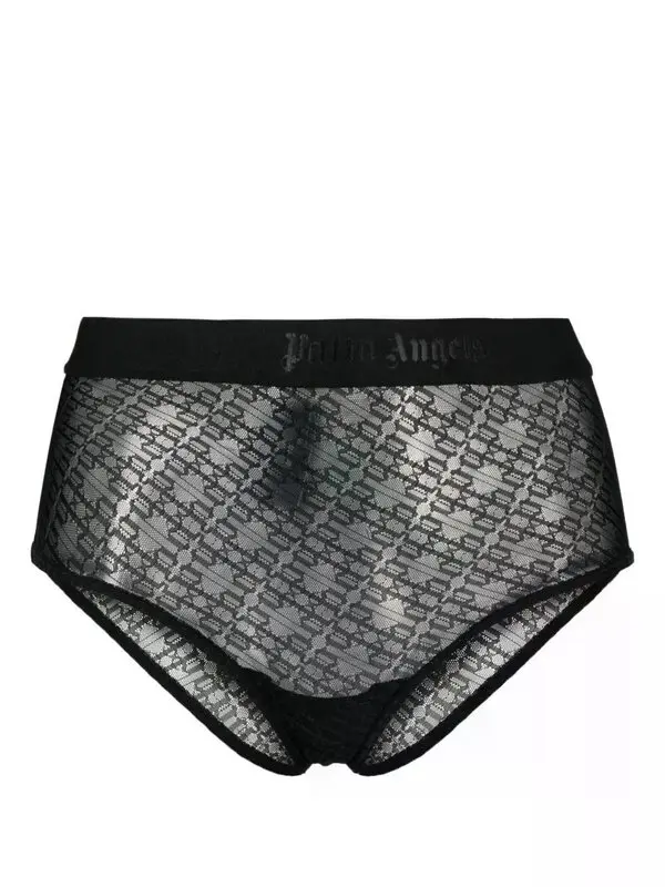 Palm Angels Logo-waistband Lace Briefs - Black