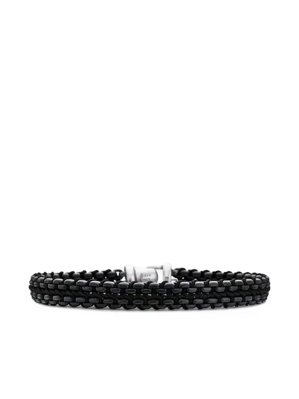 David Yurman Sterling Silver Woven Box Chain Bracelet - Black