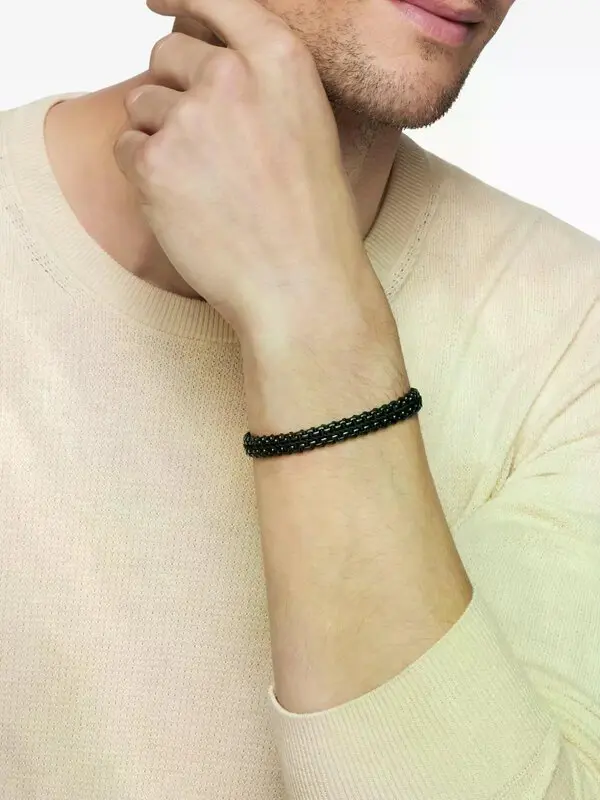David Yurman Sterling Silver Woven Box Chain Bracelet - Black