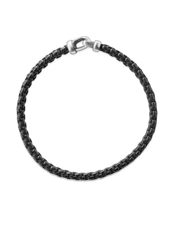 David Yurman Sterling Silver Woven Box Chain Bracelet - Black