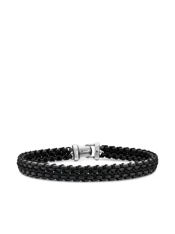 David Yurman Sterling Silver Woven Box Chain Bracelet - Black