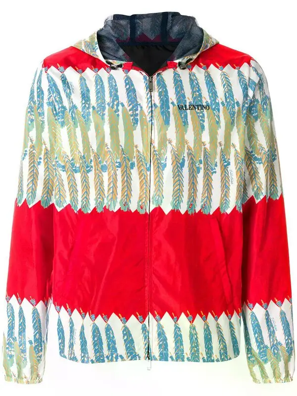 Valentino Garavani Feather Print Zipped Jacket - Red