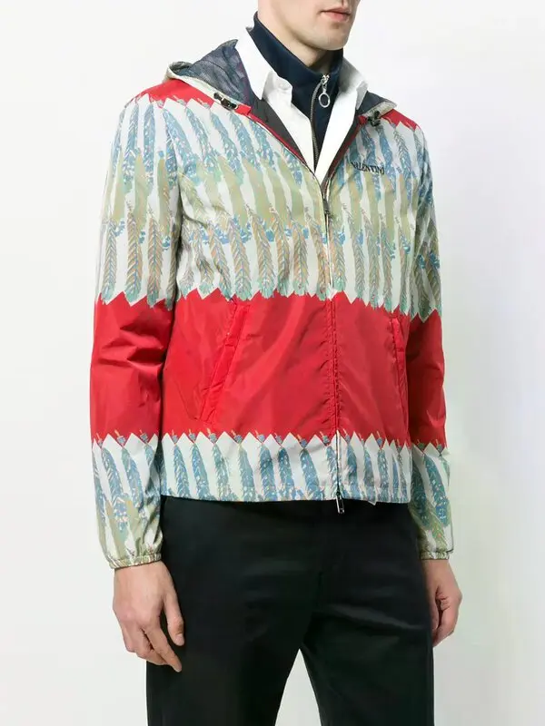 Valentino Garavani Feather Print Zipped Jacket - Red