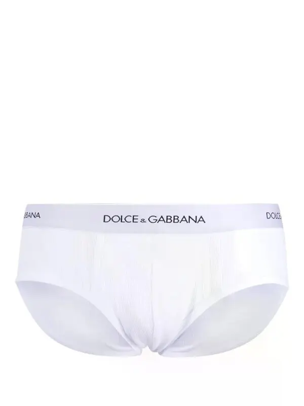 Dolce & Gabbana Logo-waistband Ribbed-knit Briefs - White