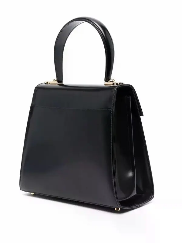 FERRAGAMO Gancini Flip-lock Leather Bag - Black