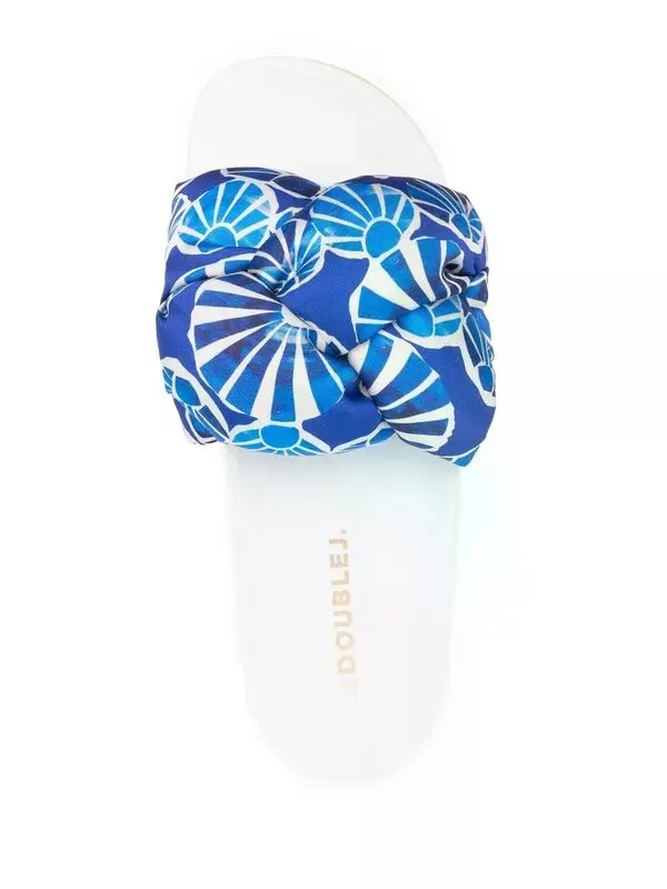 La DoubleJ Treccia Braided Flat Slides - Blue