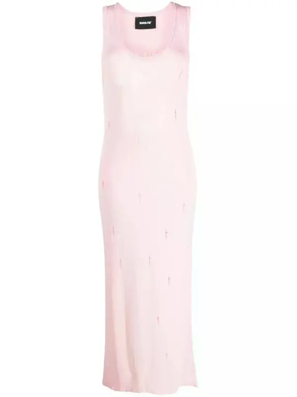 BARROW Distressed Knitted Maxi Dress - Pink