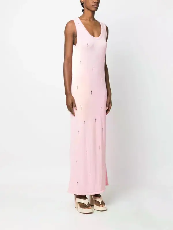BARROW Distressed Knitted Maxi Dress - Pink