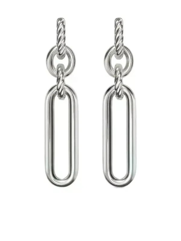 David Yurman Lexington Double Link Drop Earrings - Silver