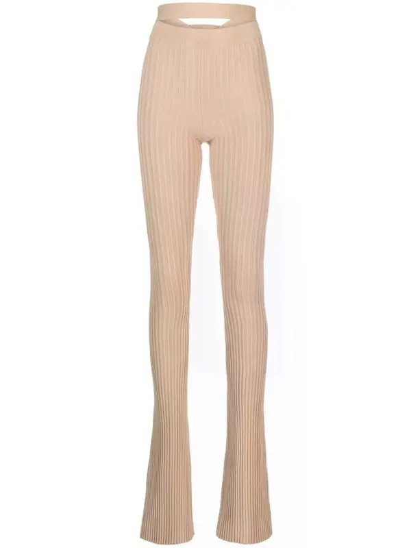 ANDREĀDAMO Ribbed-knit Flared Trousers