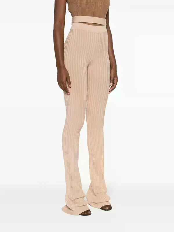 ANDREĀDAMO Ribbed-knit Flared Trousers