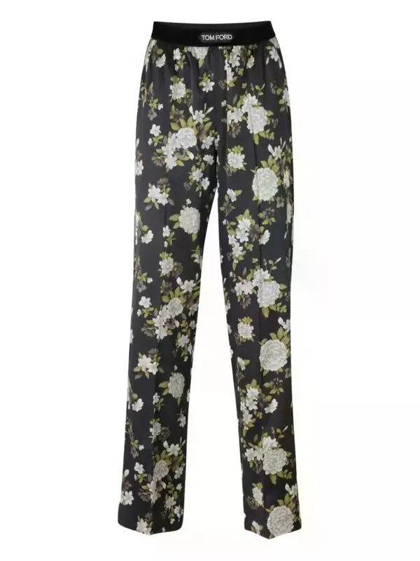 TOM FORD Floral-print Pajama Trousers - Black