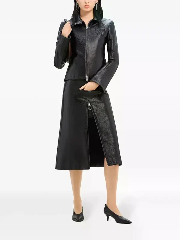 COURREGES Zip-detail Coated Midi Skirt