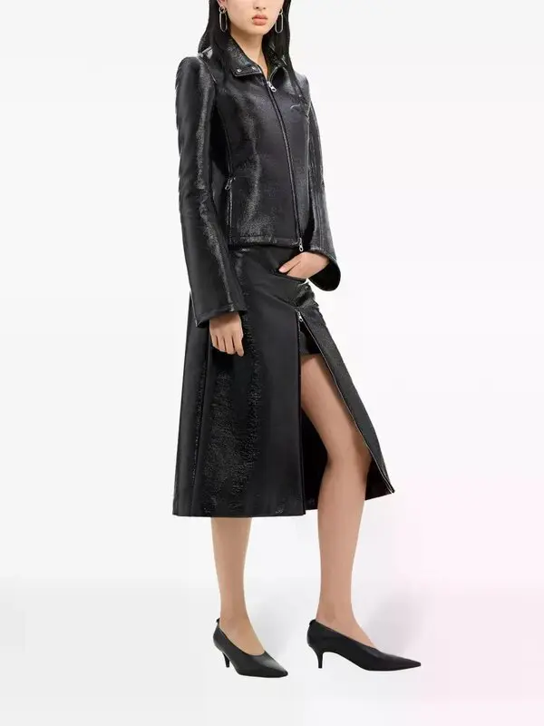 COURREGES Zip-detail Coated Midi Skirt