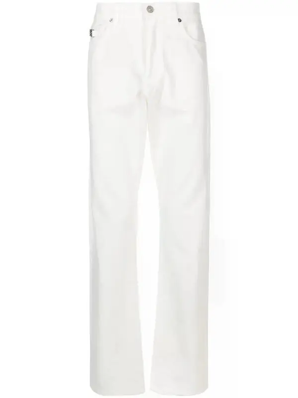Versace Mid-rise Straight-leg Jeans With Medusa Head Motif - White