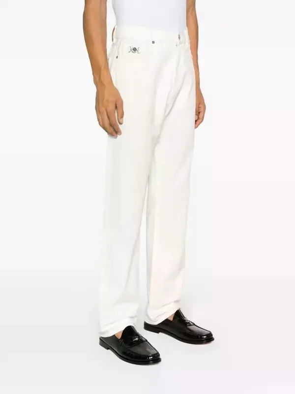 Versace Mid-rise Straight-leg Jeans With Medusa Head Motif - White