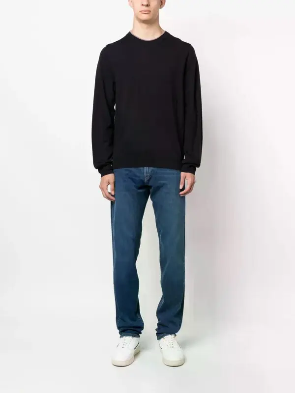 Paul Smith Logo-embroidered Merino Wool Jumper - Blue