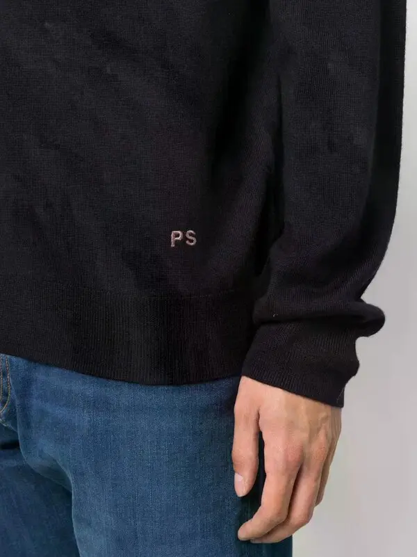 Paul Smith Logo-embroidered Merino Wool Jumper - Blue