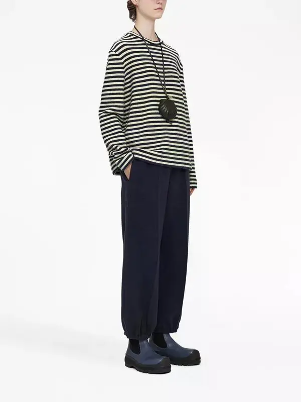 JIL SANDER Logo-patch Striped Wool T-shirt - Black