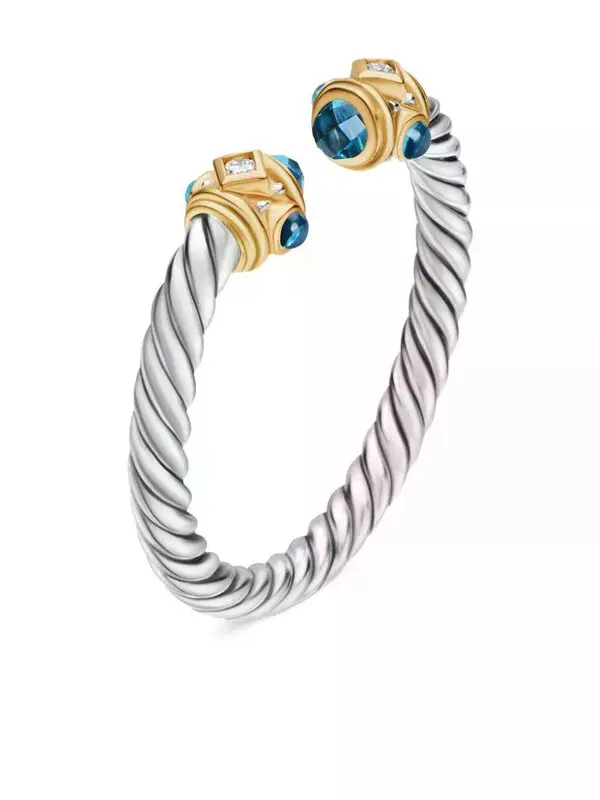 David Yurman 14kt Yellow Gold And Sterling Renaissance Topaz And Diamond Ring - Silver