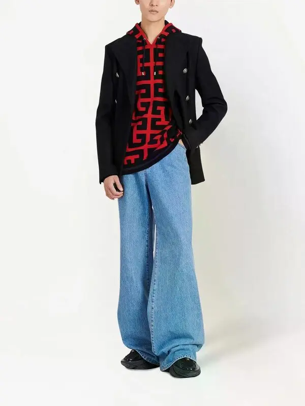Balmain Monogram-print Drawstring Hoodie