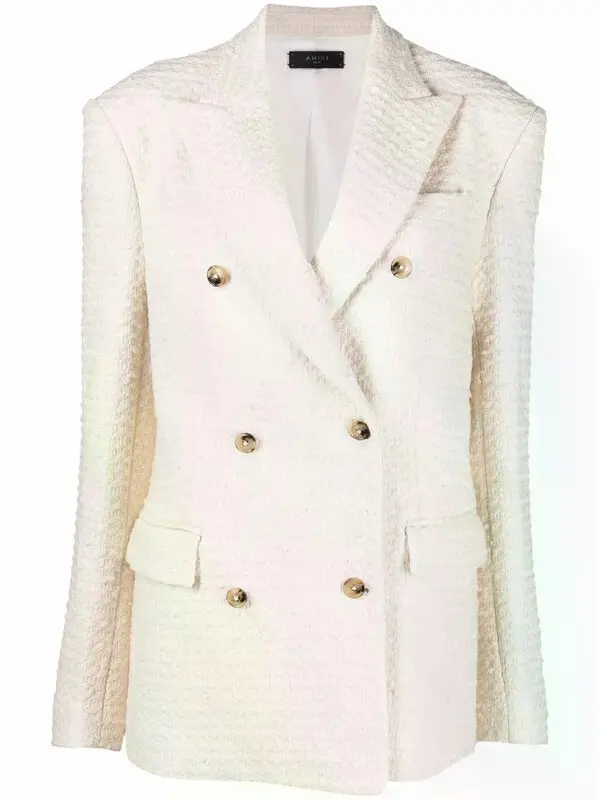 Amiri Knitted Double-breasted Blazer - Neutrals