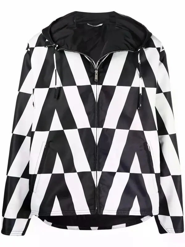 Valentino Garavani Logo-print Hooded Jacket - Black