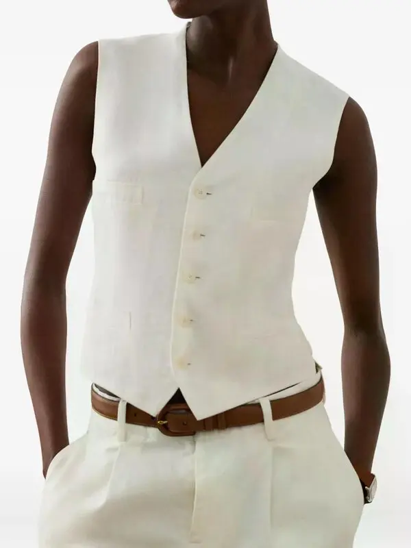 Ralph Lauren Button-up Sleeveless Jacket - White