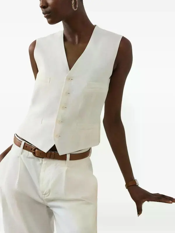 Ralph Lauren Button-up Sleeveless Jacket - White
