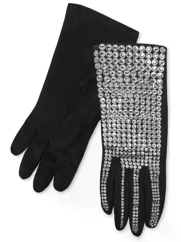 Philipp Plein Crystal-embellished Suede Mid-gloves - Black
