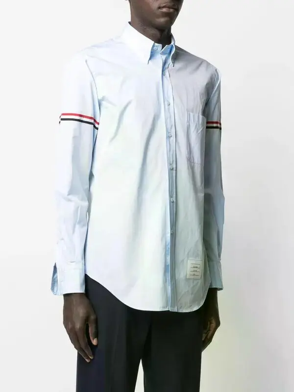 Thom Browne Rwb-stripe Long-sleeve Shirt - Blue