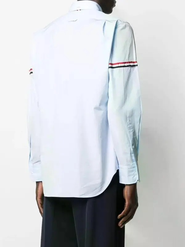 Thom Browne Rwb-stripe Long-sleeve Shirt - Blue