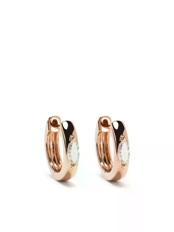 ANITA KO 18kt Rose Gold Marquise Diamond Huggie Earrings - Pink