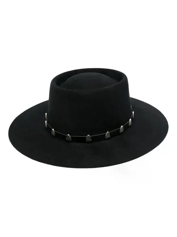 Philipp Plein Stud-embellished Wool Boater Hat - Black