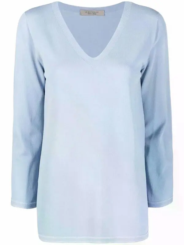 D.exterior V-neck Cropped-sleeve Jumper