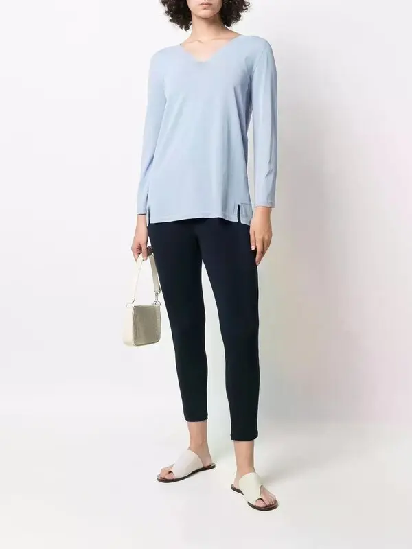 D.exterior V-neck Cropped-sleeve Jumper