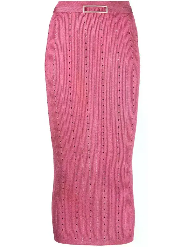 Alessandra Rich Embellished Knitted Midi Skirt