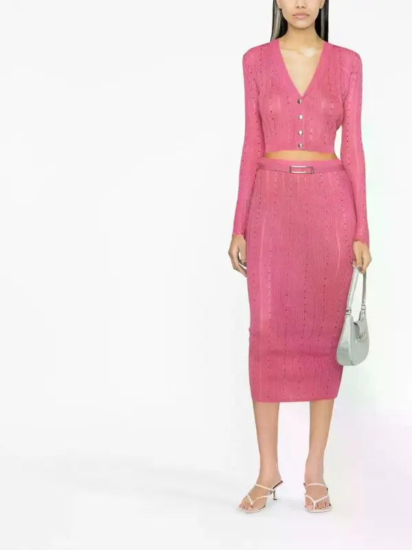 Alessandra Rich Embellished Knitted Midi Skirt
