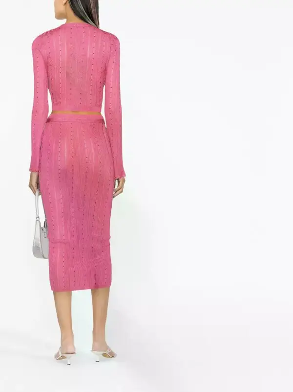 Alessandra Rich Embellished Knitted Midi Skirt