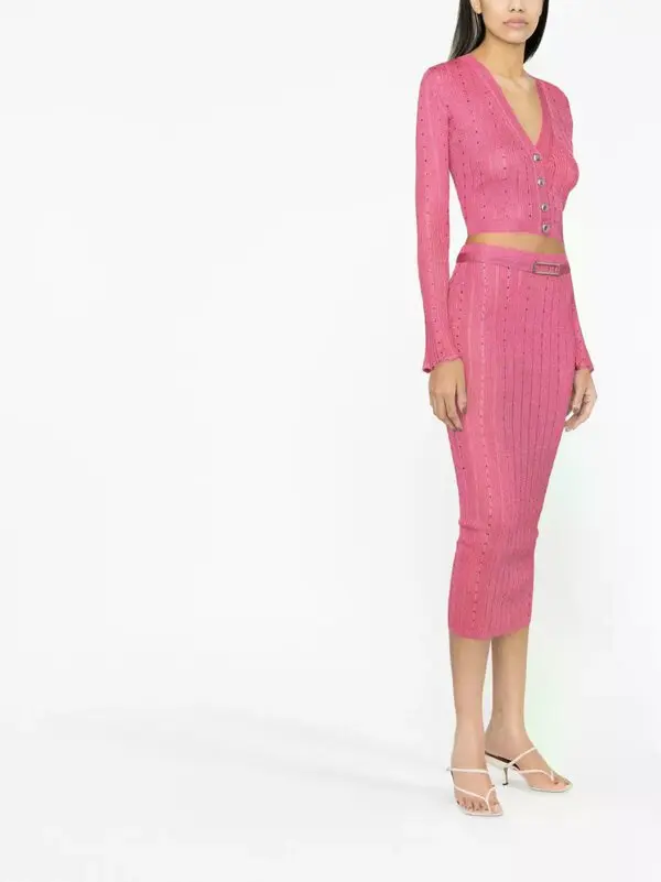 Alessandra Rich Embellished Knitted Midi Skirt