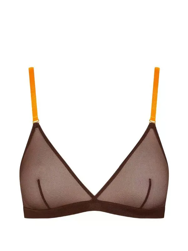 MAISON CLOSE Corps À Corps Mesh Triangle Bra - Brown