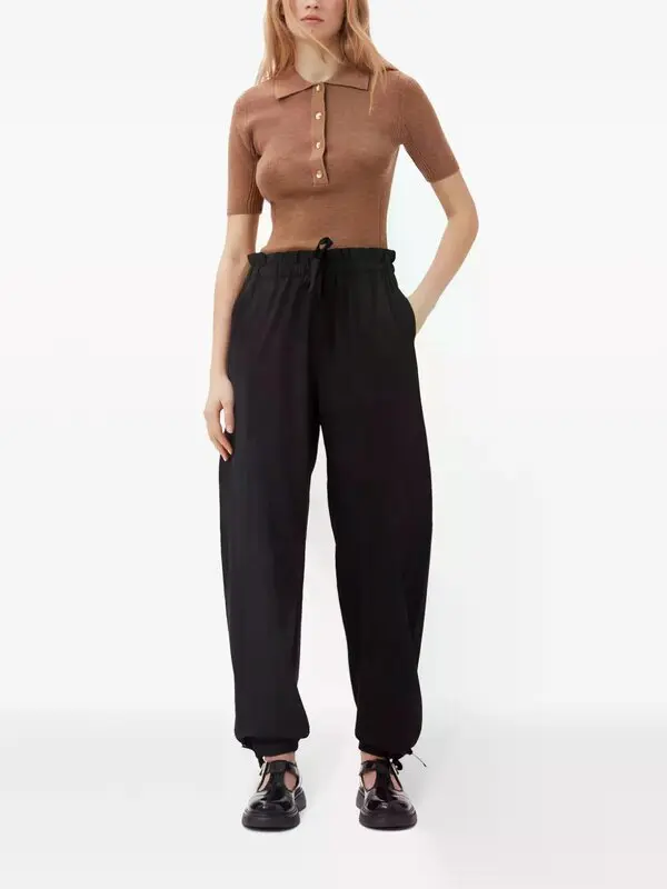 GANNI Drawstring-waist Trousers - Black