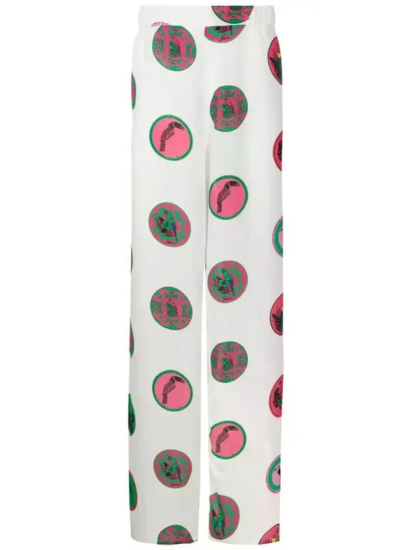 AMIR SLAMA Graphic-print Straight-leg Trousers - White