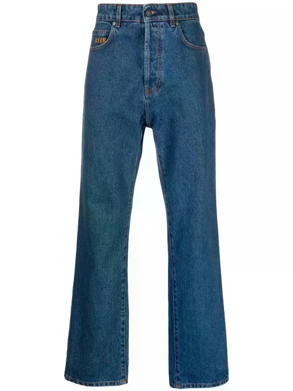 MSGM Logo-embroidered Straight-leg Jeans
