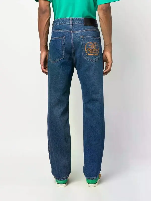 MSGM Logo-embroidered Straight-leg Jeans