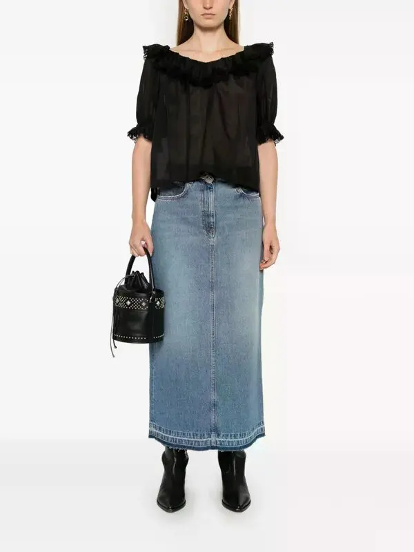 FORTELA Five-pocket Denim Midi Skirt