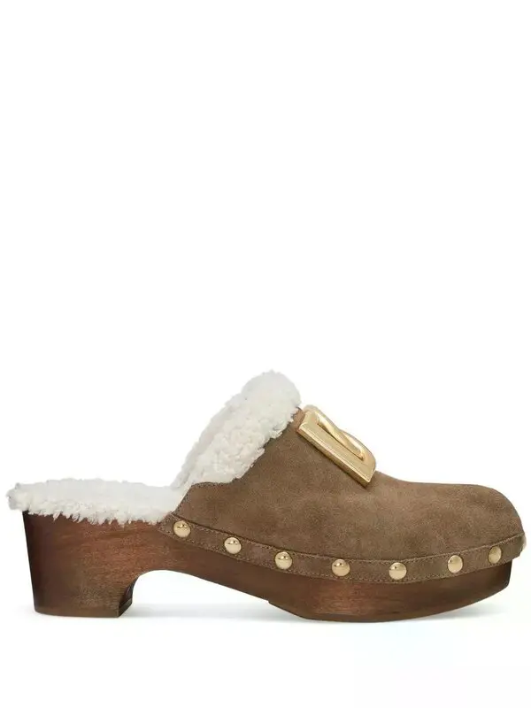 Dolce & Gabbana Logo Plaque Suede Clogs